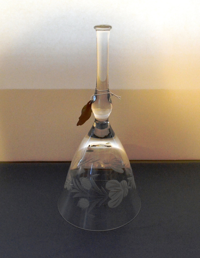 Vintage Lead Crystal Glass Bell ~ Etched Floral ~ Made in Hungary ~ 8 ...