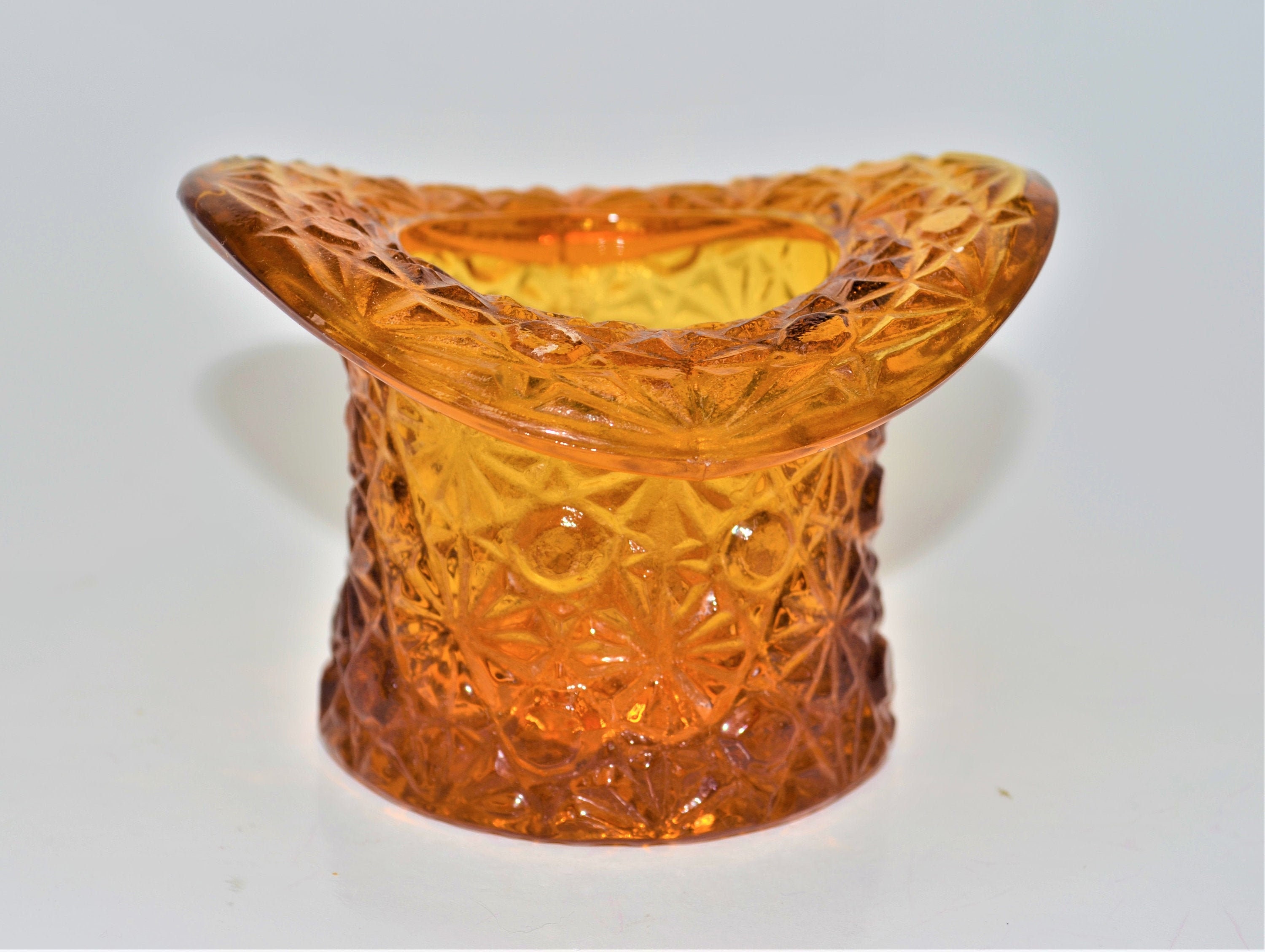 Vintage L.E. Smith Glass Amber Yellow gold Daisy and Button - Etsy
