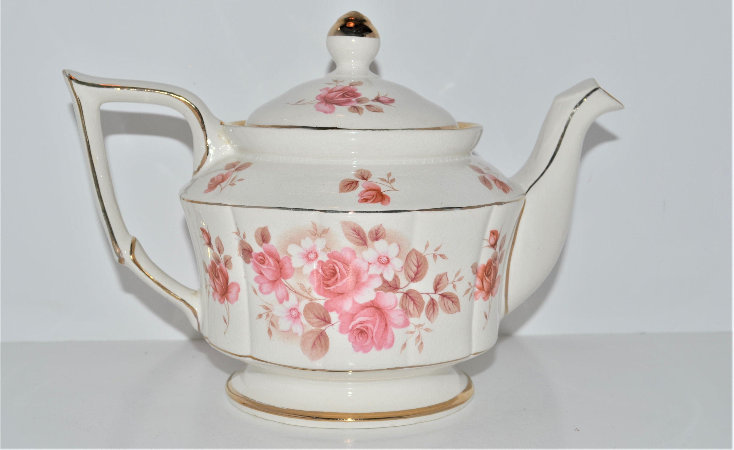 Vintage Arthur Wood Hampton Teapot With Pink Roses and Gold Trim Made ...