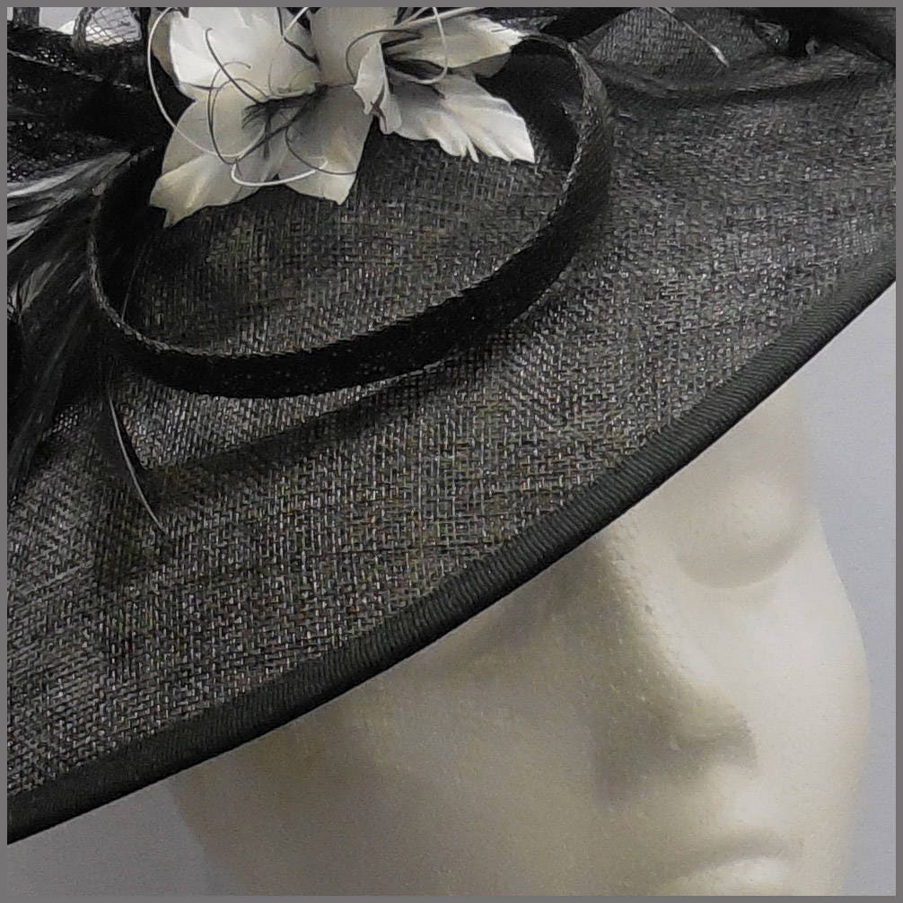 Ladies Day, Black and White Disc Fascinator, Wedding Guest, Hat for ...