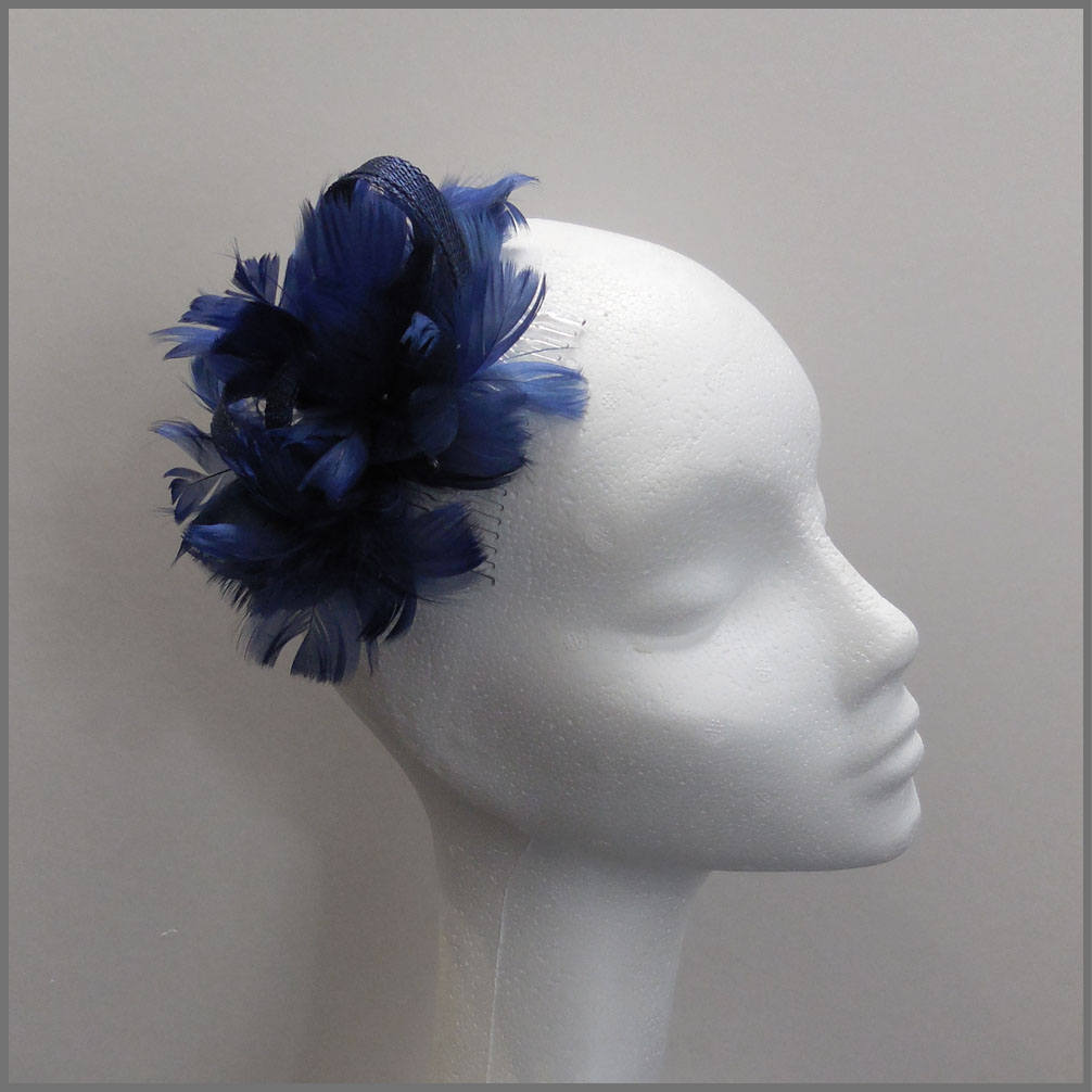 Navy Hair Clip, Wedding Fascinator, Bridesmaid Headpiece, Navy Blue ...