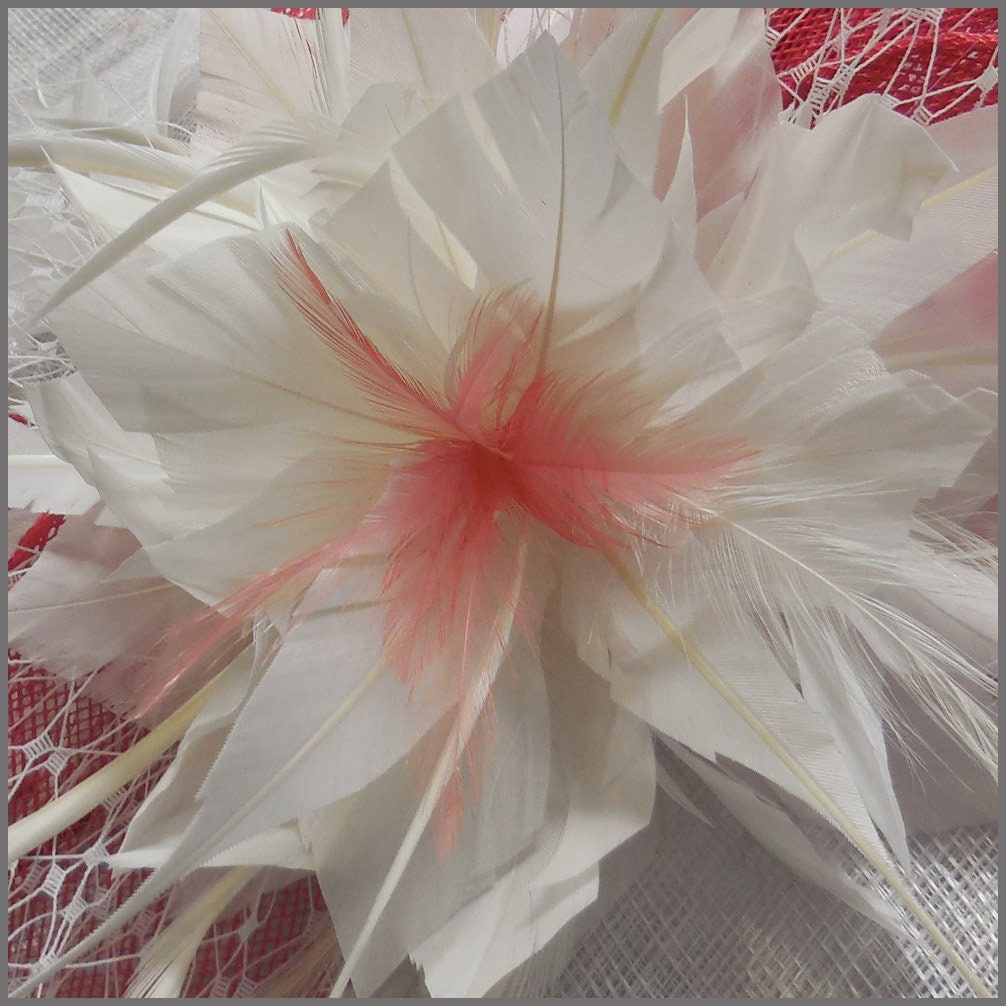 Coral Pink and White Fascinator Hat, Wedding Hat, Race Day, Ladies Day ...