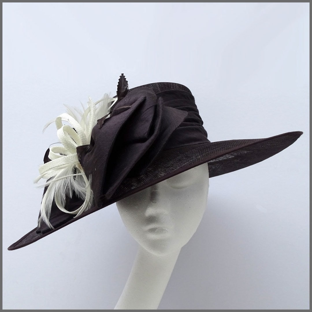 Ladies Hat in Chocolate Brown & Ivory for Derby Day, Races, Ascot ...