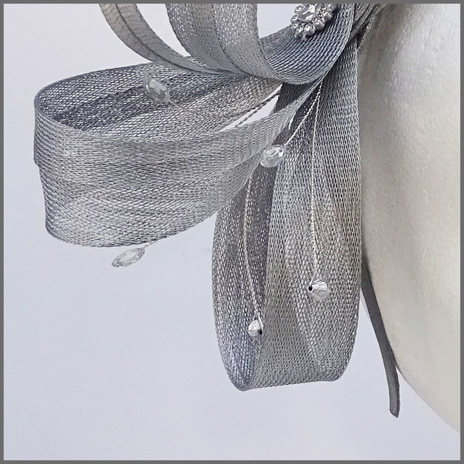 Metallic Silver Fascinator With Loops of Crinoline for Wedding | Etsy