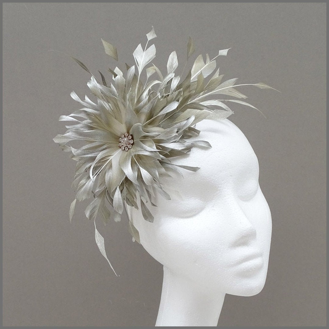 Special Occasion Feather Fascinator in Champagne Gold on Headband for ...