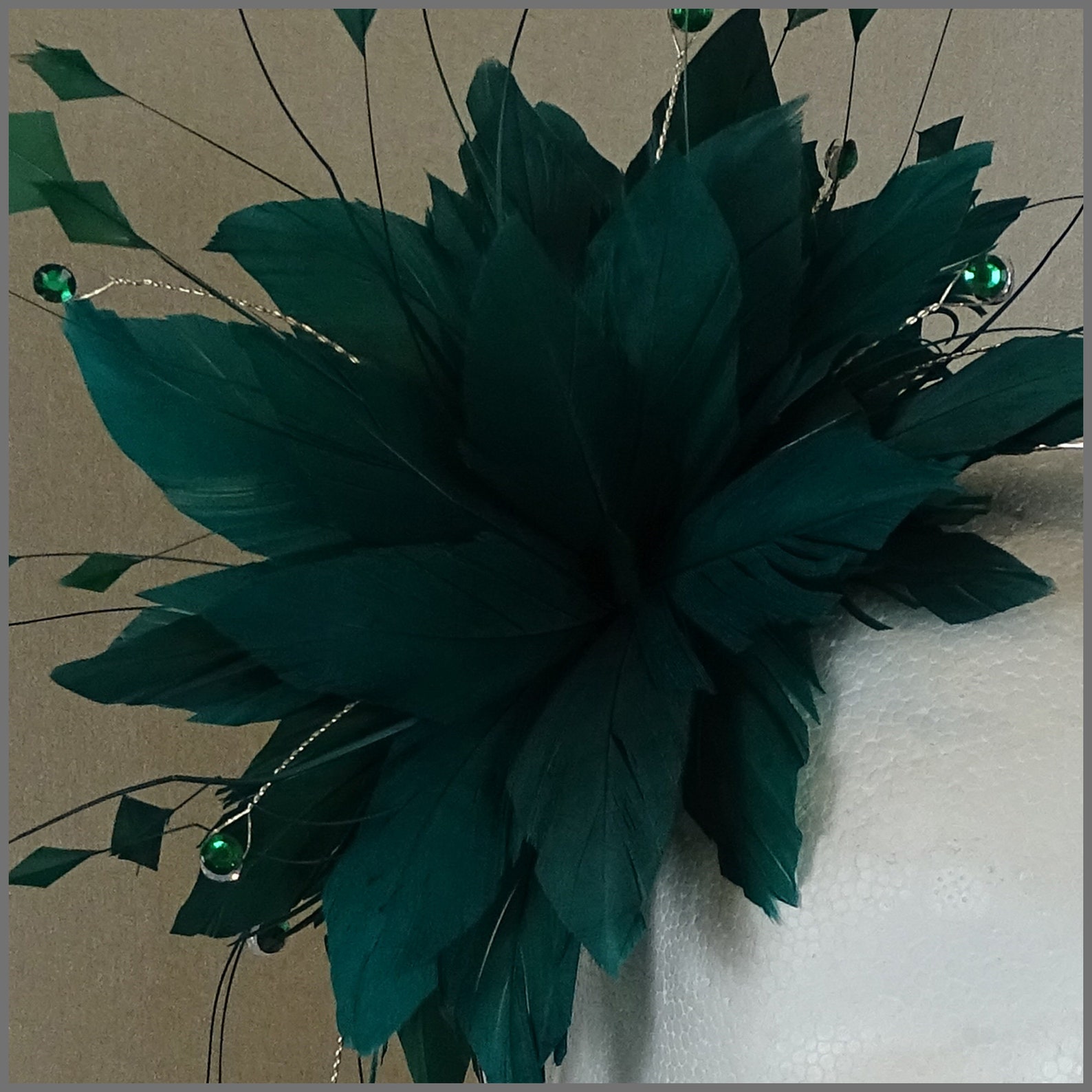 Delicate Emerald Green Full Feather Fascinator Headpiece for Formal ...