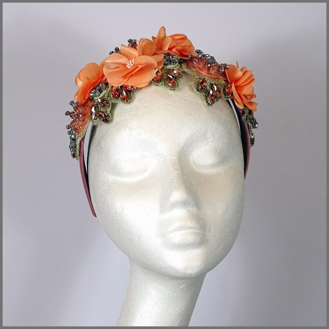 Light Coral Floral Headband Fascinator for Special Occasion, Wedding ...