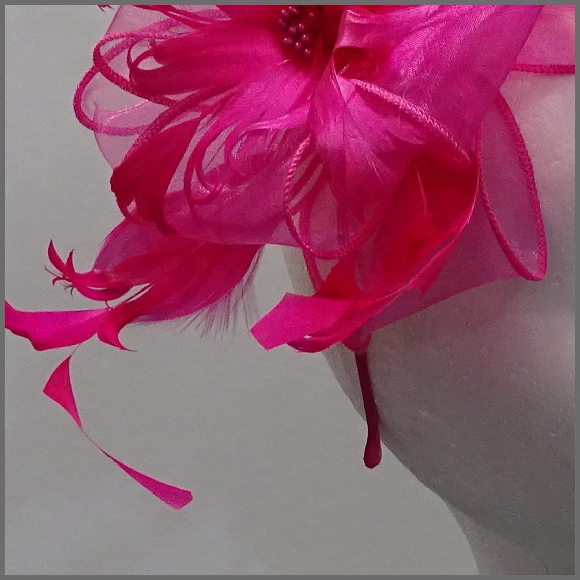 Flower Effect Fuschia Pink Fascinator With Feathers for - Etsy