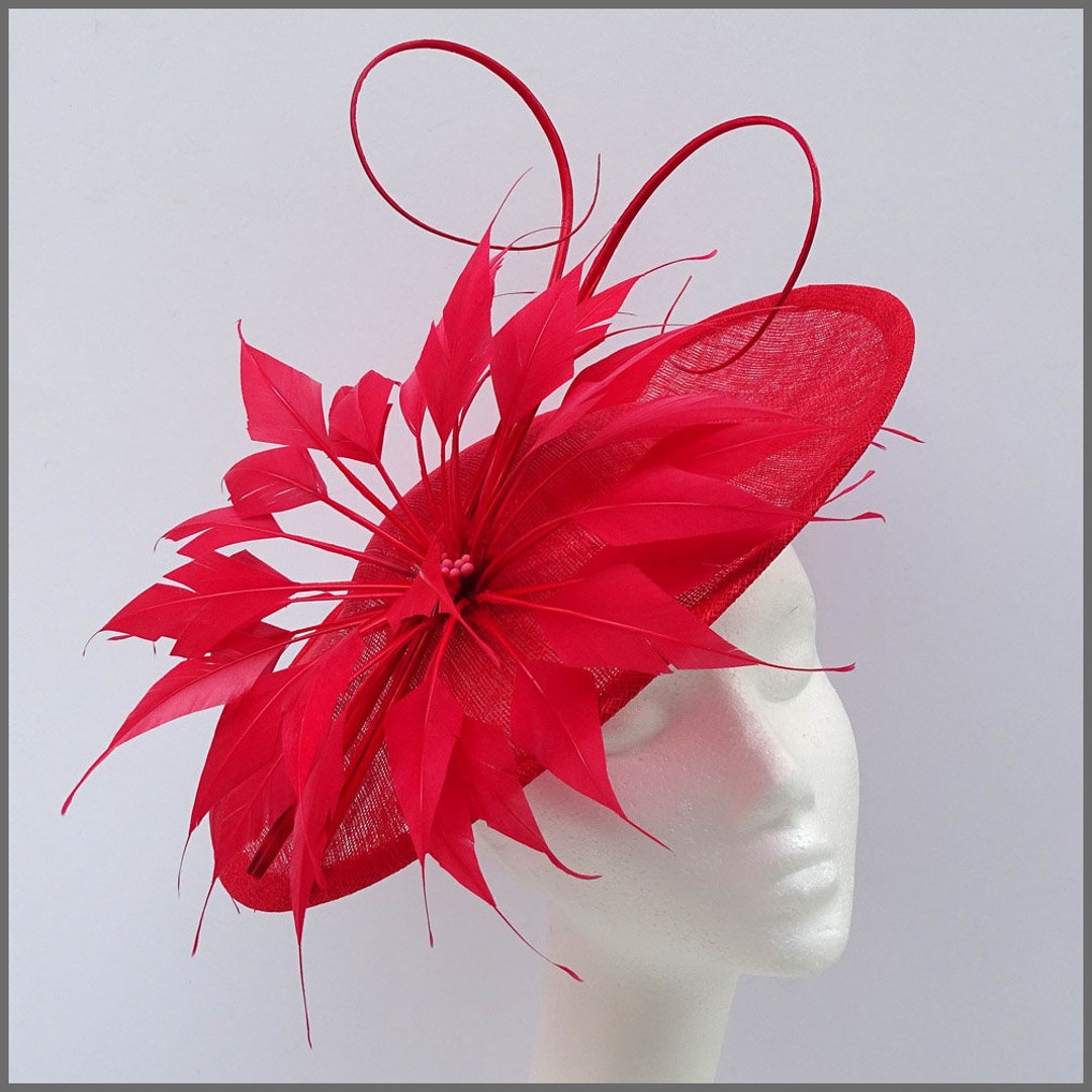 Dramatic Red Occasion Fascinator Hatinator for Wedding, Race Day and ...