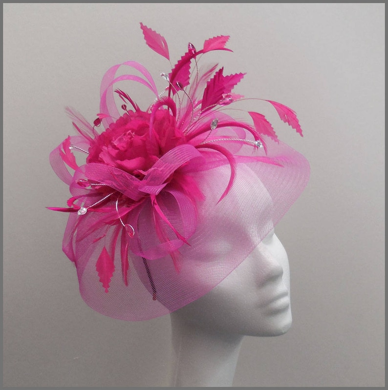 Fuchsia Pink Ladies Feather Headpiece on Headband for Wedding Guest ...