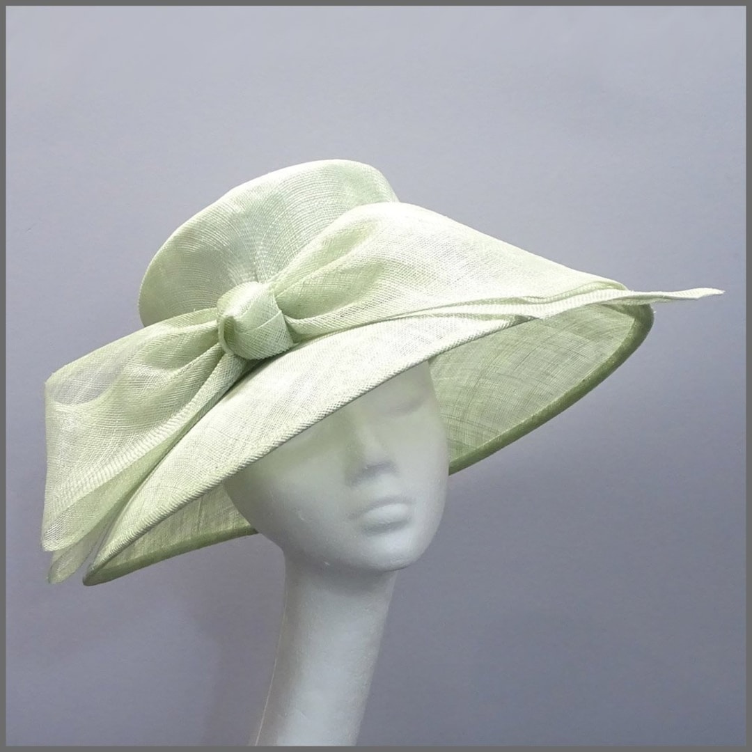 Ladies Occasion Hat in Pale Green With Bow for Weddings, Derby Day ...