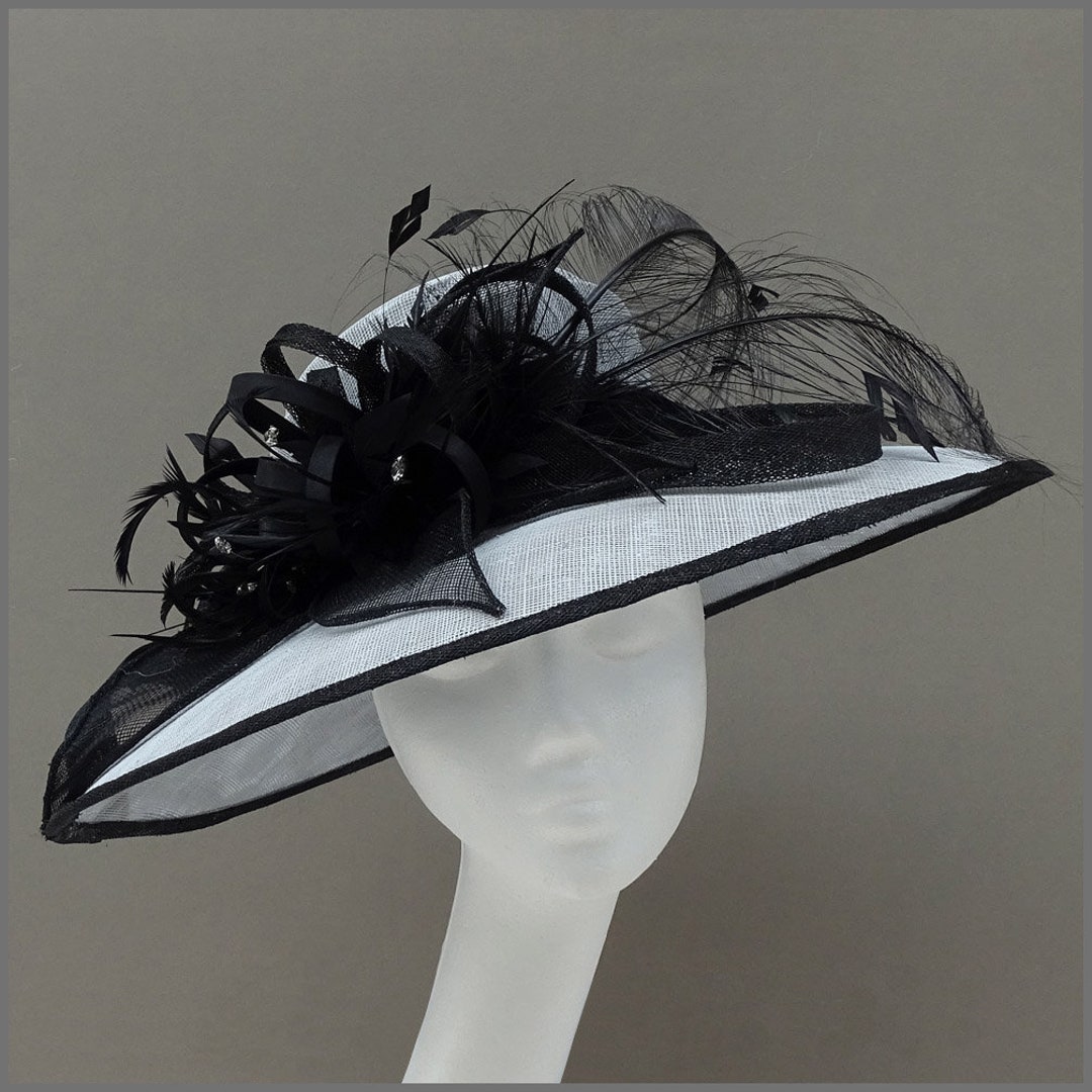 Mother of the Bride Wedding Feather Hat in Dove Grey & Black. Ideal for ...