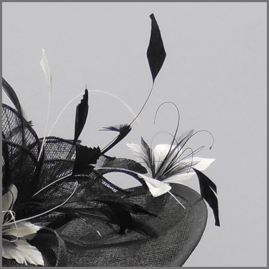 Ladies Day, Black and White Disc Fascinator, Wedding Guest, Hat for ...