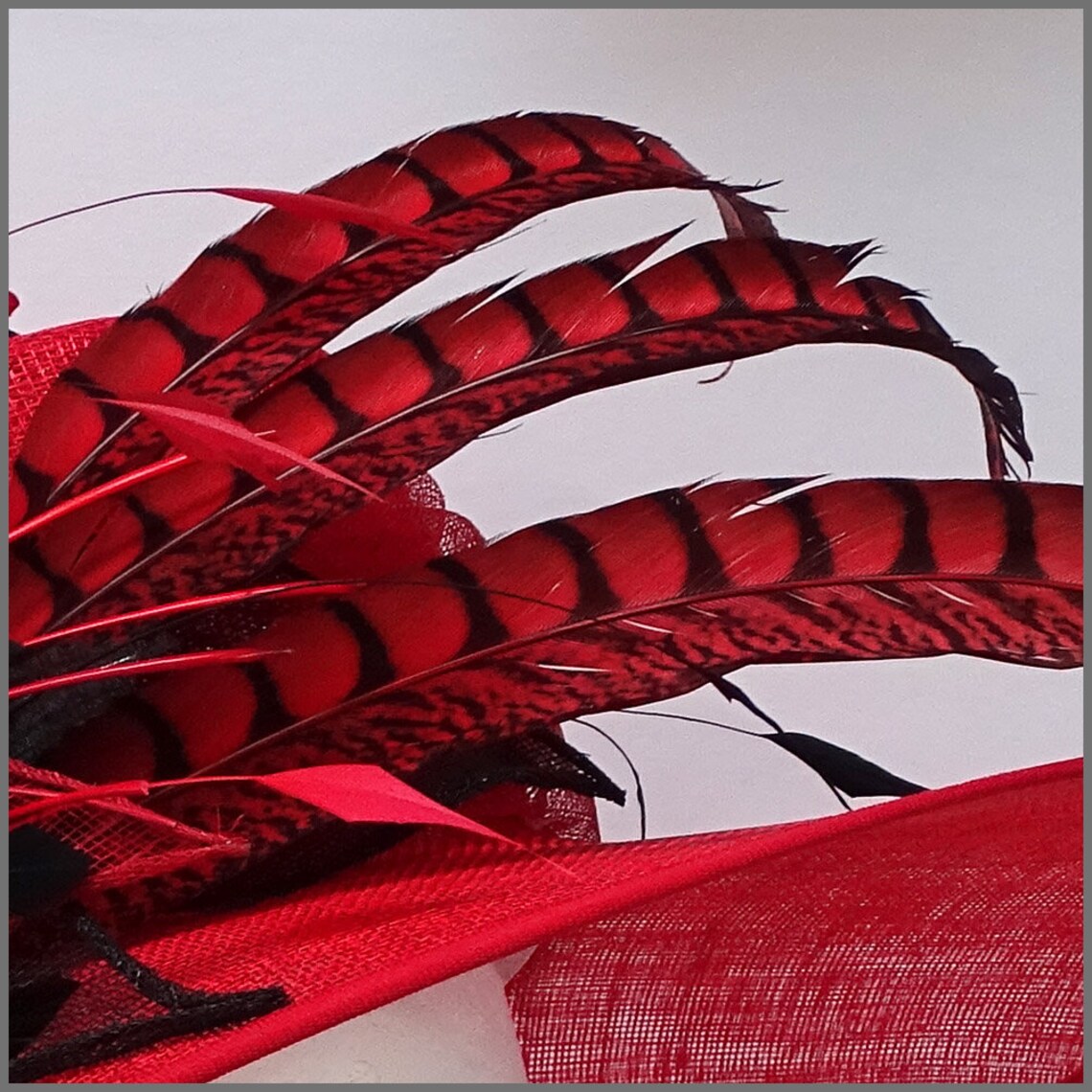 Red and Black Ladies Feather Hat for Derby Day, Royal Ascot, Weddings or Formal Event. - Etsy UK