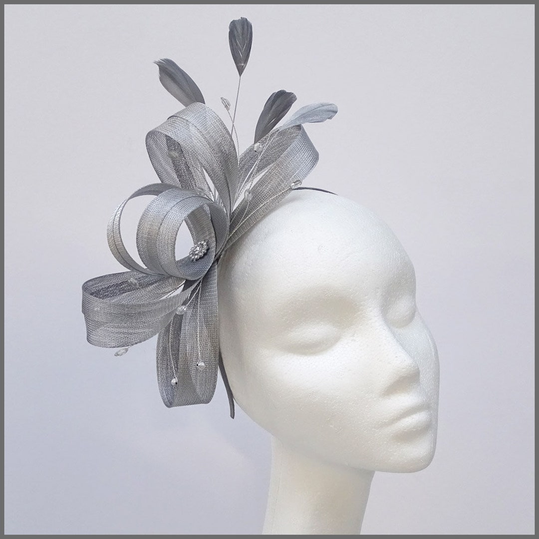 Metallic Silver Fascinator With Loops of Crinoline for Wedding Guest ...