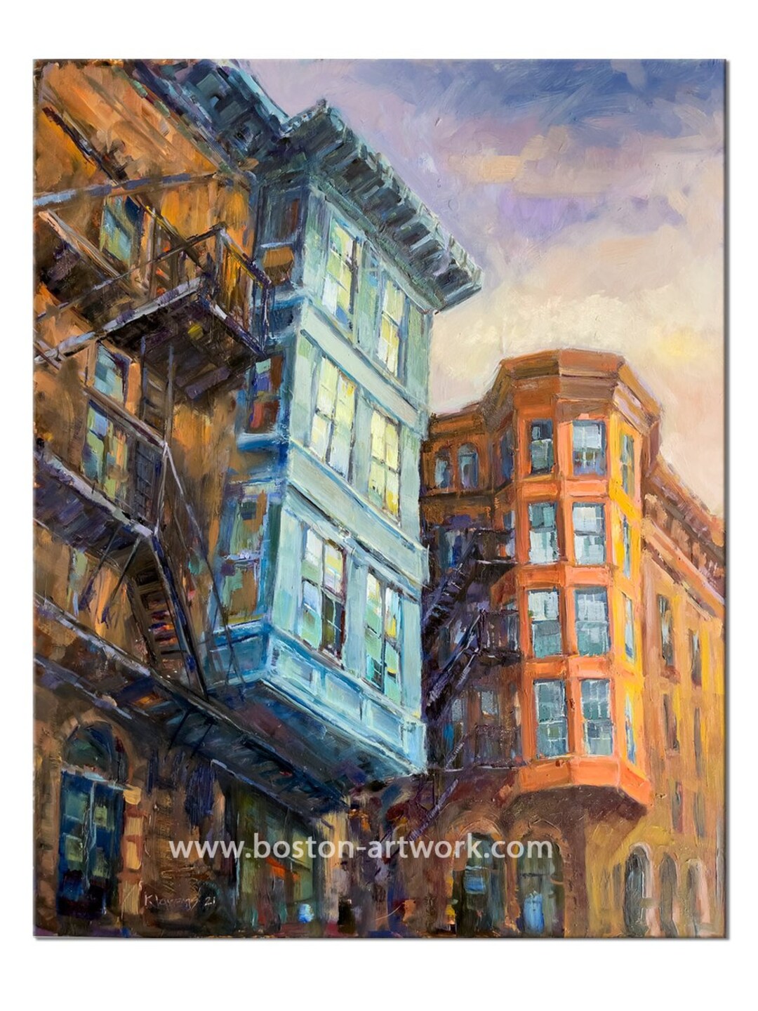 Beacon Hill Old Buildings - Victorian Architecture - Oil Painting or ...