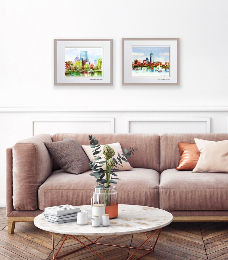 Prudential Boston Skyline Fine Art Landscape Watercolor - Etsy
