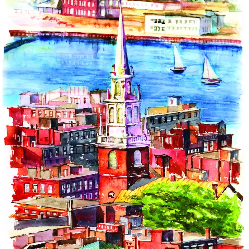 Boston Watercolor - Etsy