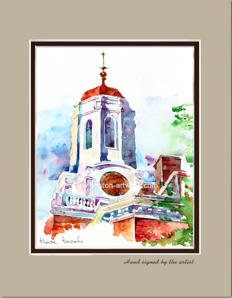 Harvard University Dunster House Clock Tower Watercolor - Etsy