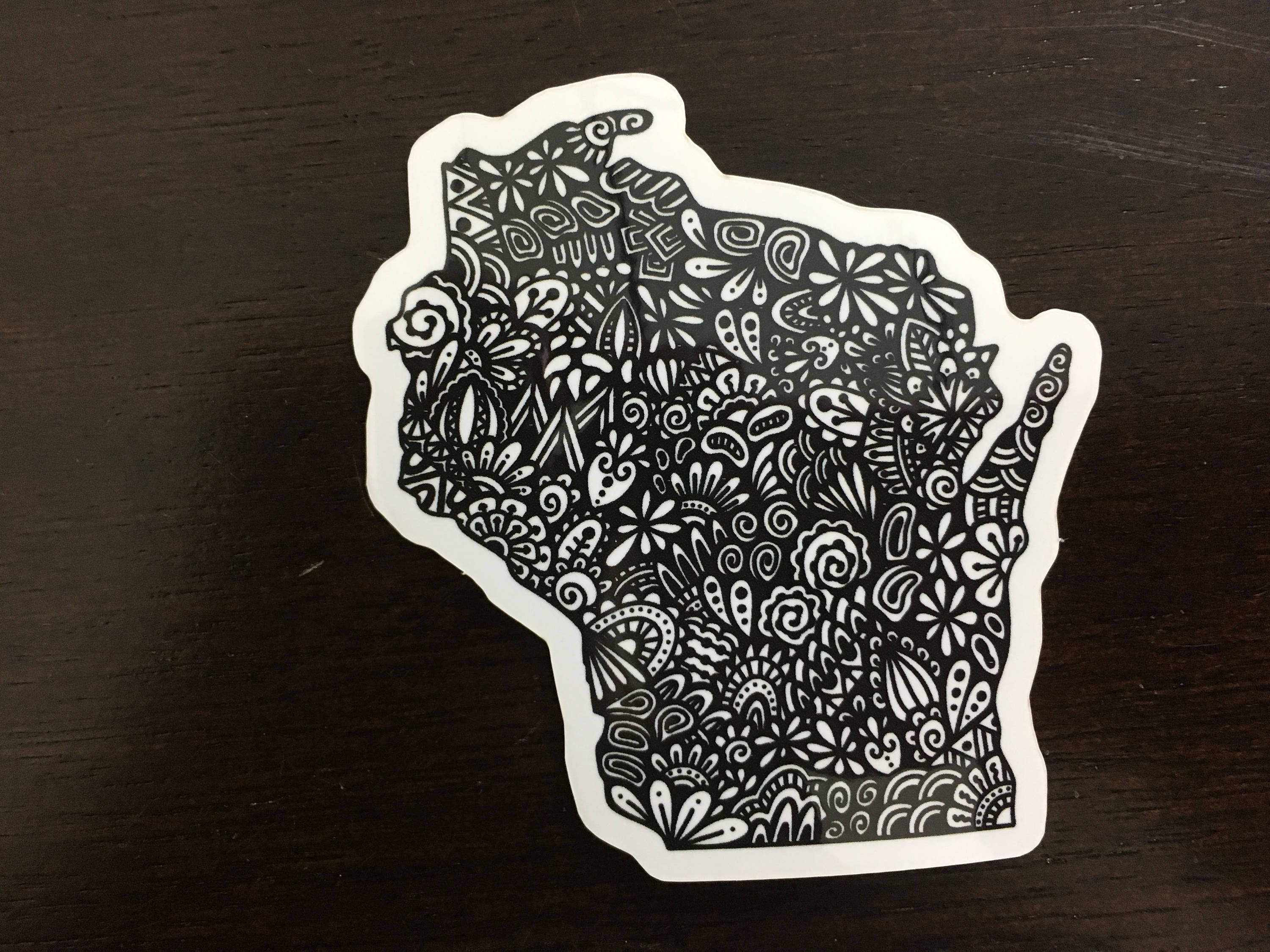 Wisconsin Vinyl Sticker WI Sticker Zentangle Sticker | Etsy