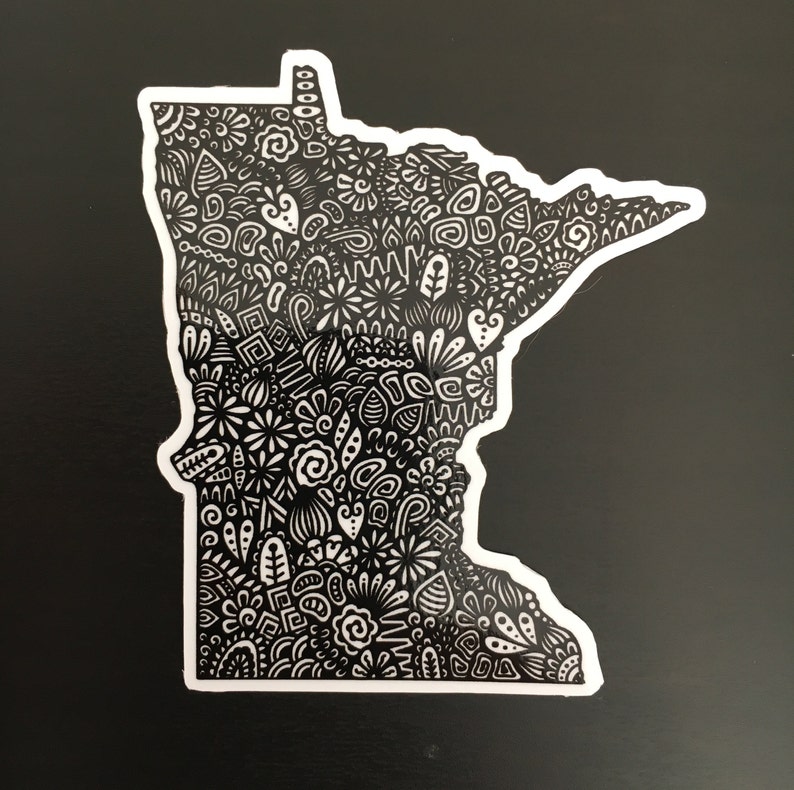 Minnesota Vinyl Sticker MN Sticker Zentangle Sticker - Etsy