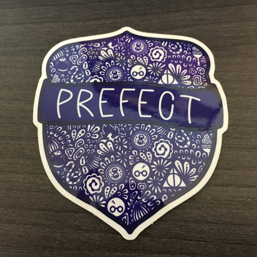 Blue Prefect Badge Vinyl Sticker Potterhead Zentangle Pattern Design ...