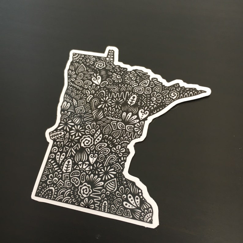 Minnesota Vinyl Sticker MN Sticker Zentangle Sticker - Etsy