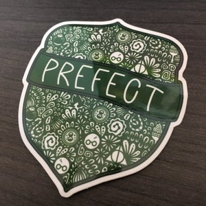 Green Prefect Badge Vinyl Sticker | Potterhead Zentangle Pattern Design ...