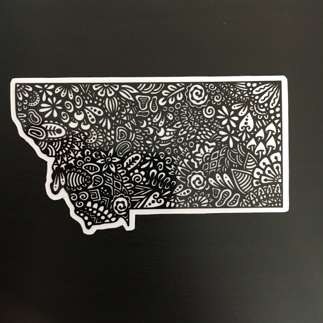 Montana Vinyl Sticker | MT Sticker | Zentangle Sticker | Black & White ...