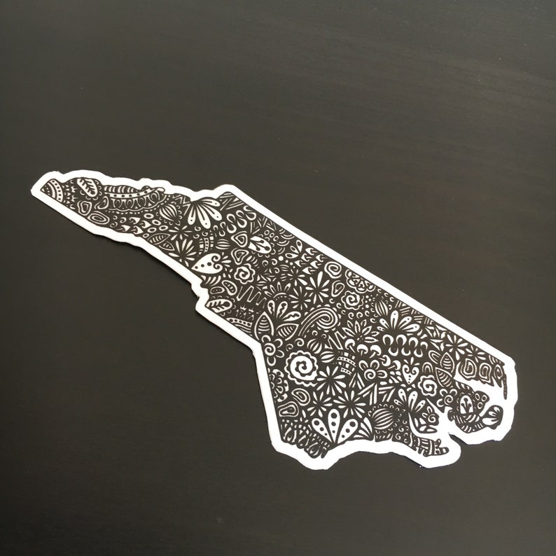North Carolina Vinyl Sticker NC Sticker Zentangle Sticker - Etsy
