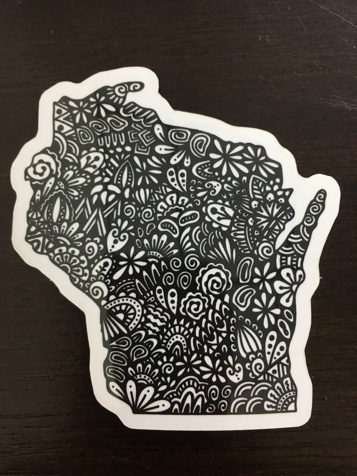 Wisconsin Vinyl Sticker WI Sticker Zentangle Sticker | Etsy