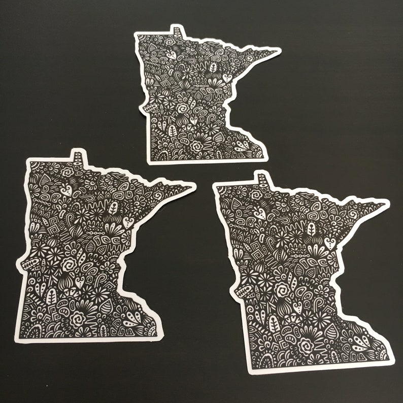 Minnesota Vinyl Sticker MN Sticker Zentangle Sticker - Etsy