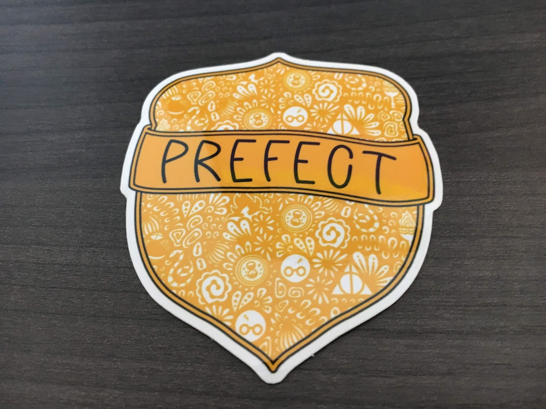 Yellow Prefect Badge Vinyl Sticker Potterhead Zentangle Pattern Design ...