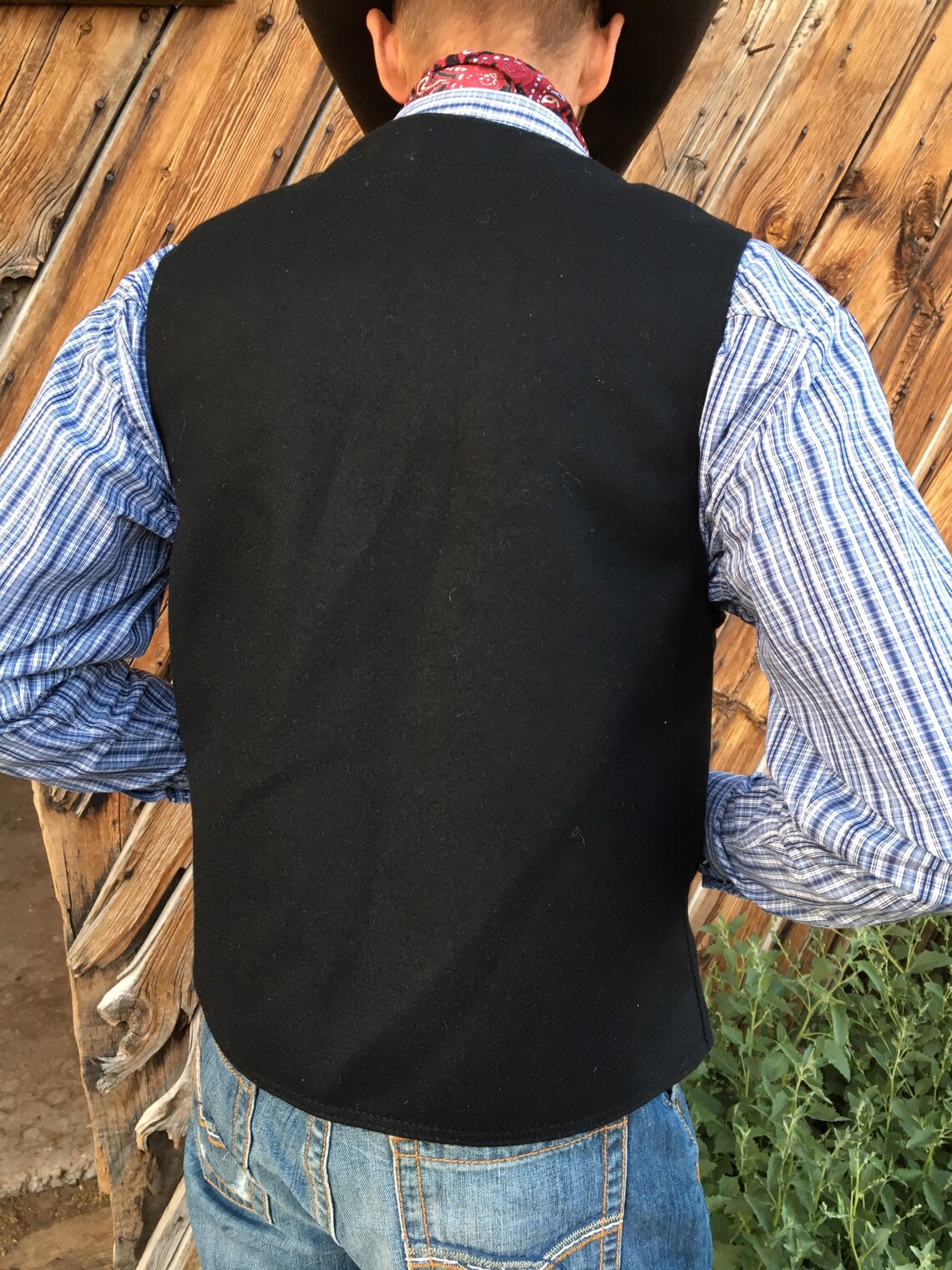 Cowboy Style Wool Vest - Classic Black - Etsy