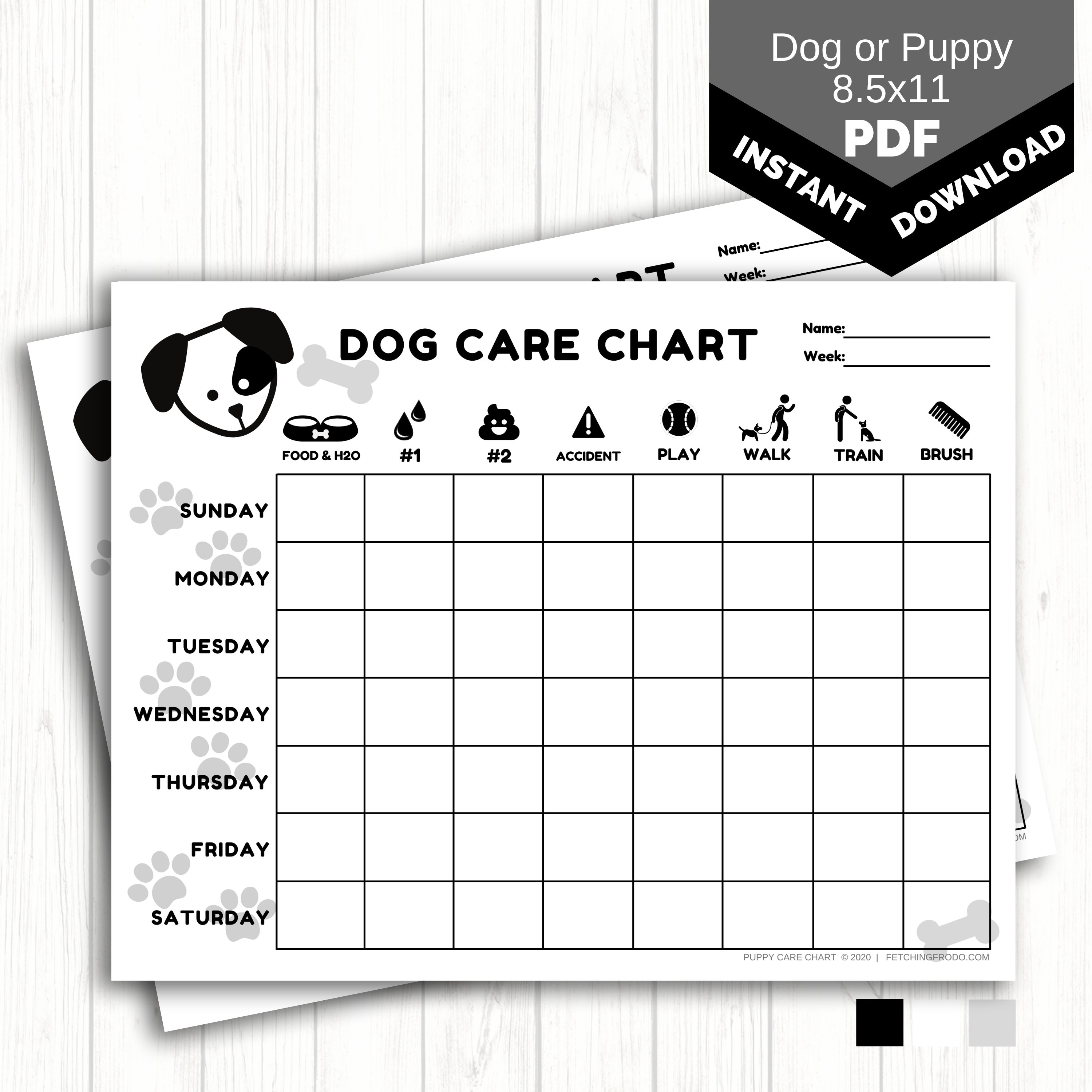 Weekly Puppy Care Chart PRINTABLE | Dog Chore Chart for Kids | New ...