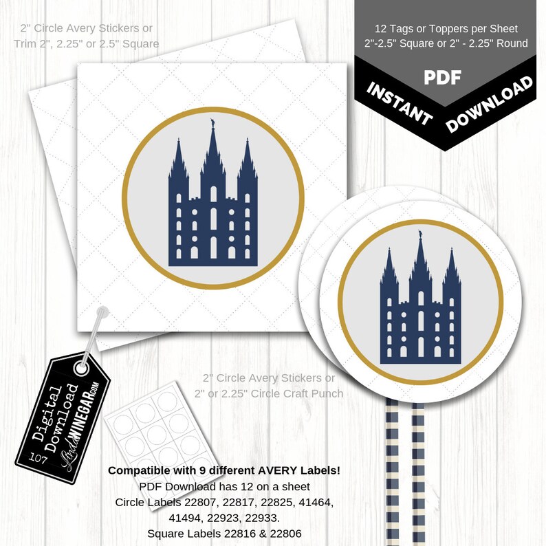 DIGITAL SLC Temple Cupcake Topper | Latter-day Saint Treat Tags | New ...