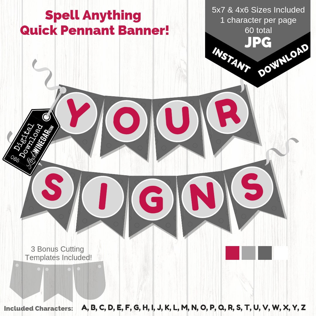 Printable Pennant Banner | Fuchsia Banner | Soda-lighted Banner | Full ...