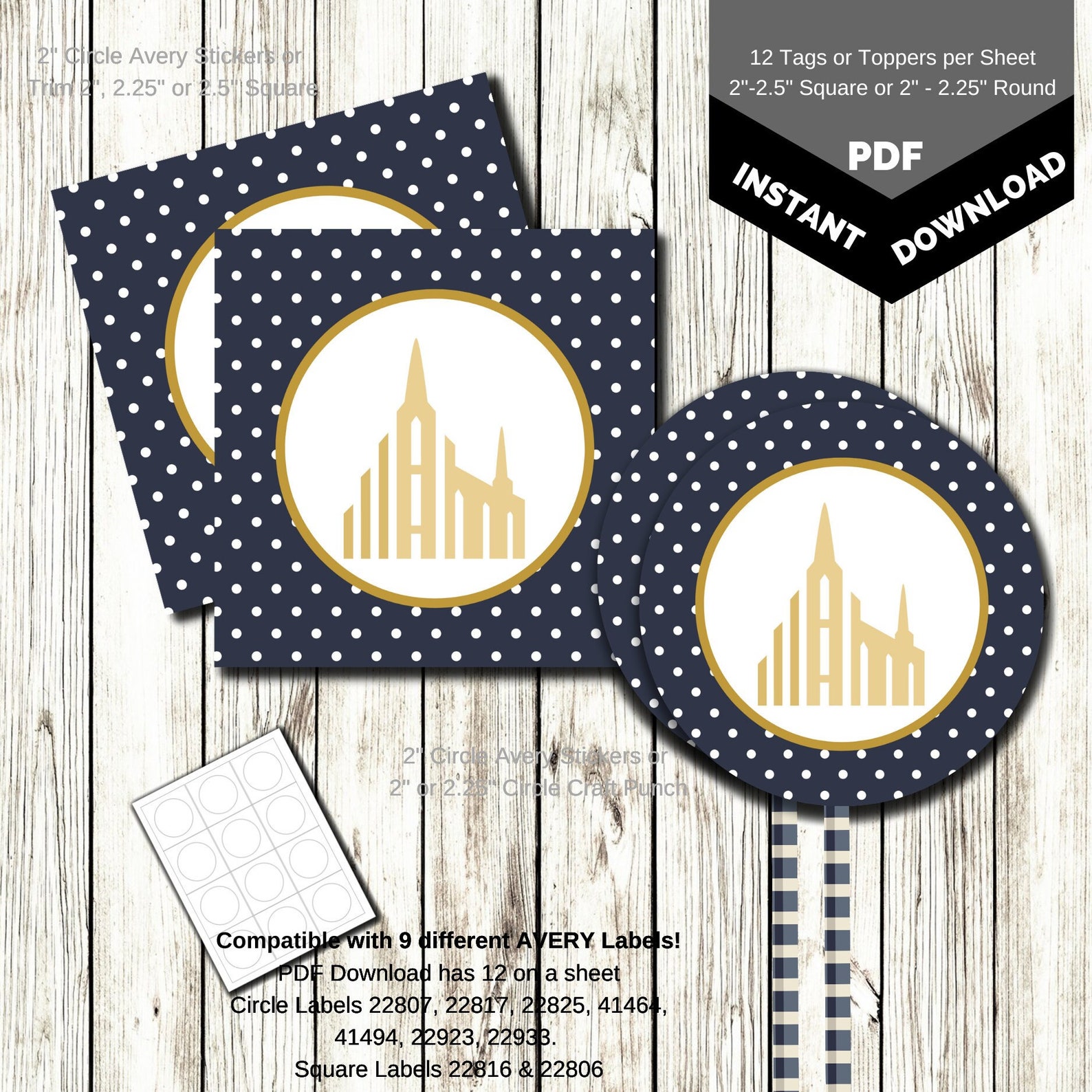 DIGITAL SLC Temple Cupcake Topper | Latter-day Saint Treat Tags | New ...