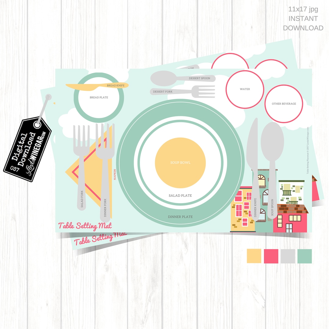 Etiquette Placemat for Teens | Table Setting Diagram for Kids | Manners ...
