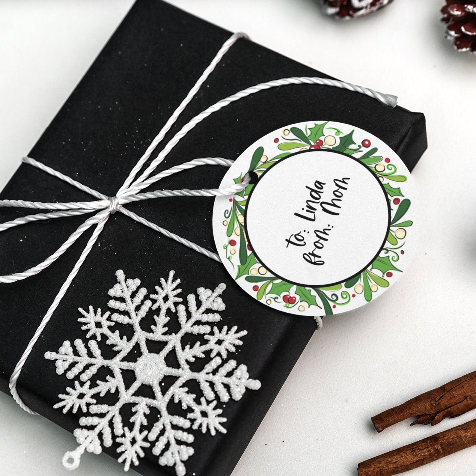 EDITABLE Circle Christmas Wreath Labels 2 Inch Circle - Etsy