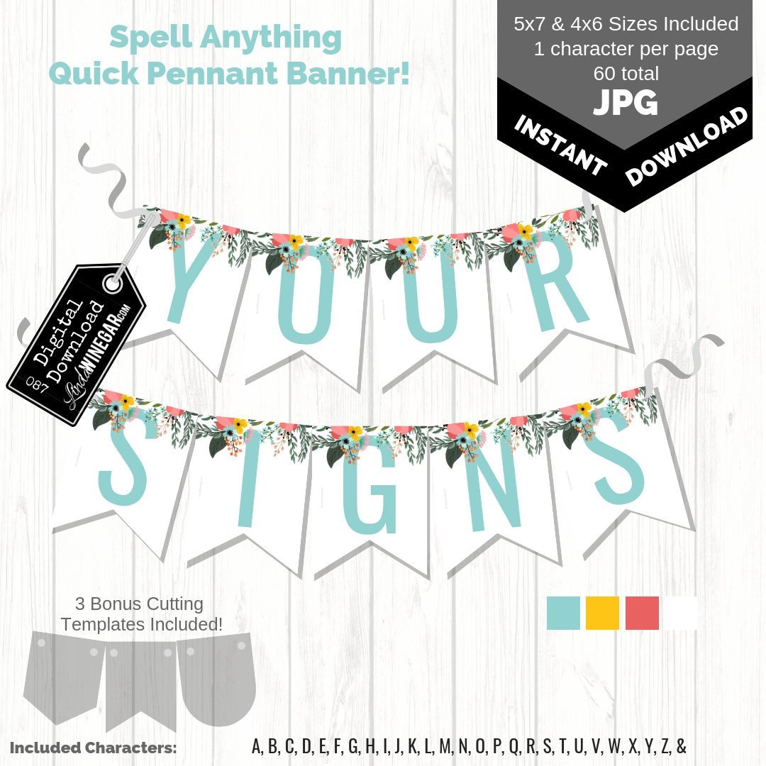 Speedfriendshipping Notched Banner | Printable Pennant Banner | Floral ...