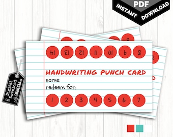 Piano Practice Punch Card Habit Cards for Teens Kids Punchcards Reward ...
