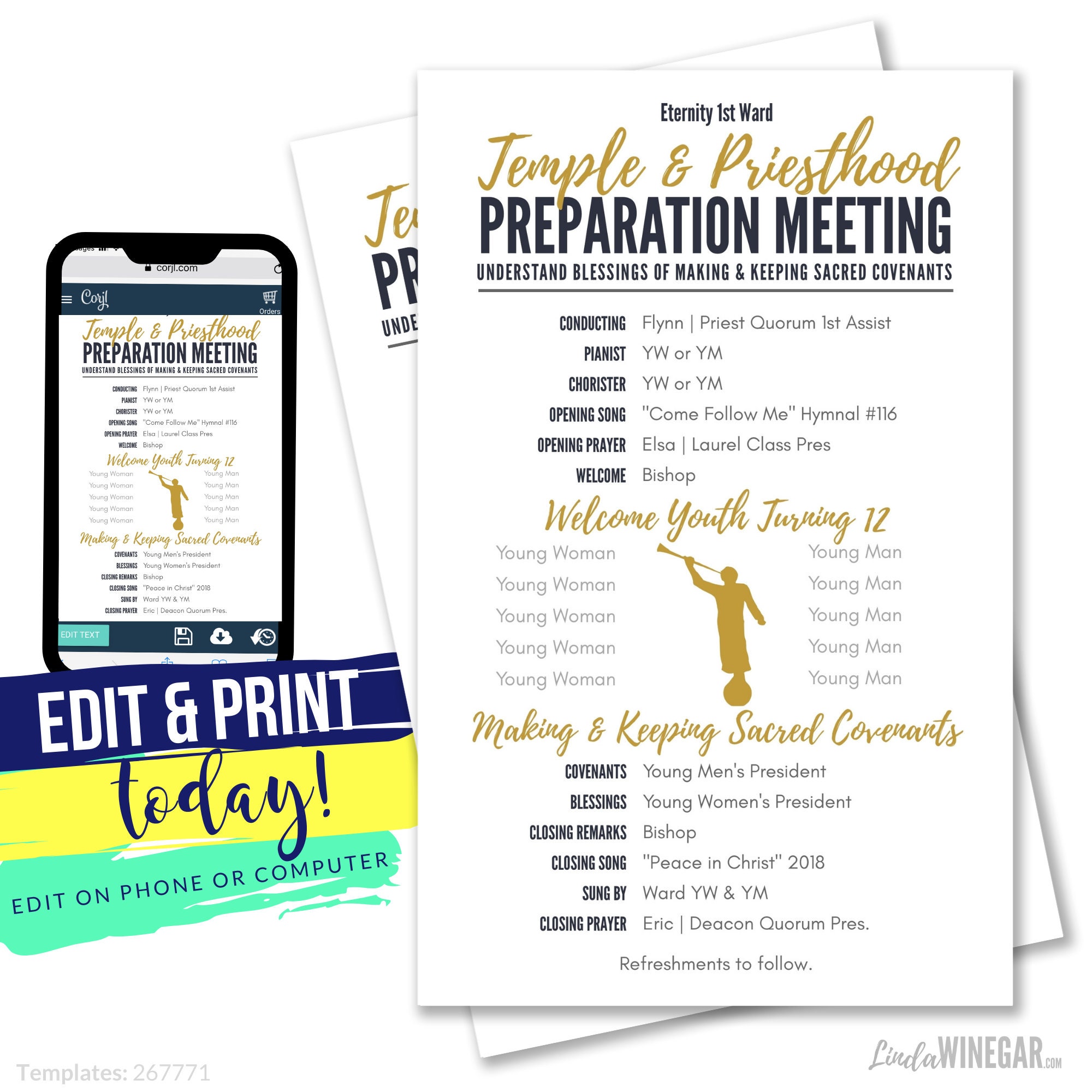 DIGITAL Temple & Priesthood Preparation Program | Navy and Gold Primary ...