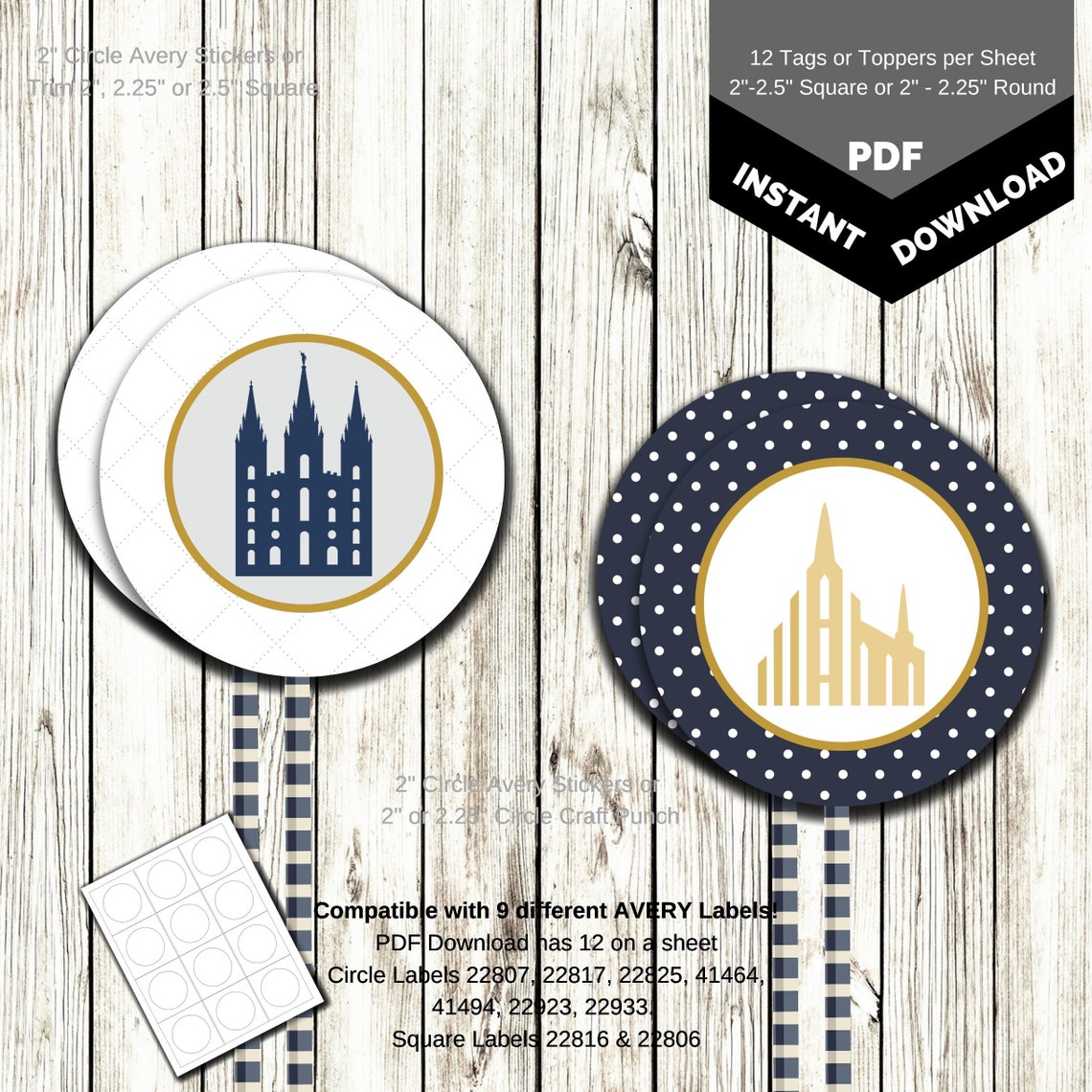 DIGITAL SLC Temple Cupcake Topper | Latter-day Saint Treat Tags | New ...