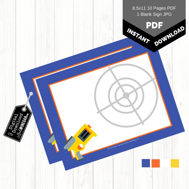 Dart Gun Party Signs Nerf Battle Signs Blank Dart Sign Birthday Signage ...