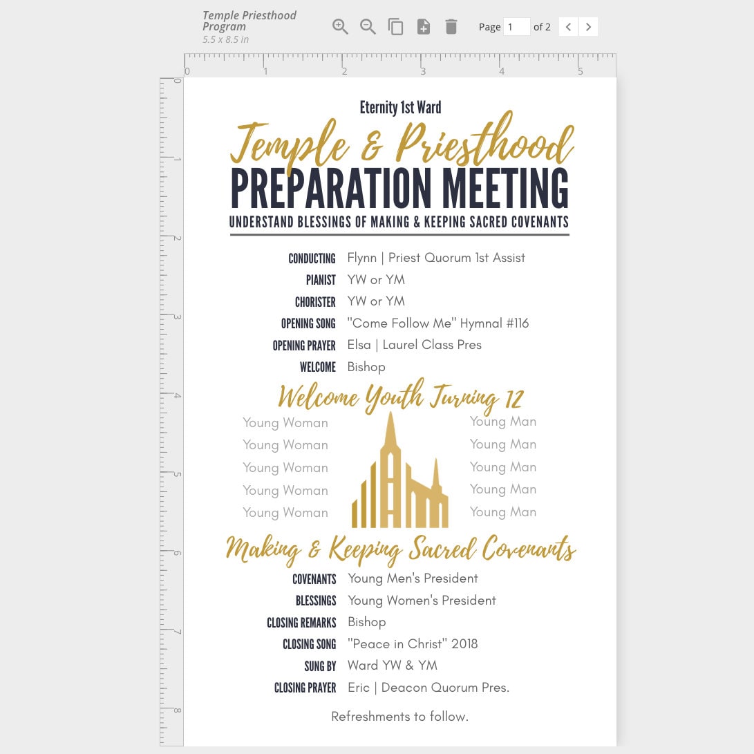 DIGITAL Temple & Priesthood Preparation Program | Navy and Gold Primary ...
