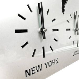 Silver Acrylic World Map Timezone Wall Clock - Etsy