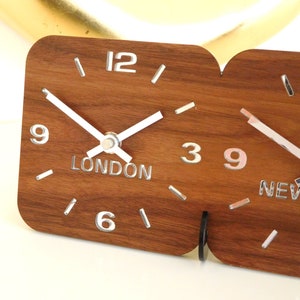 Personalised Walnut Time Zone Desk and Mantel Clock - Etsy