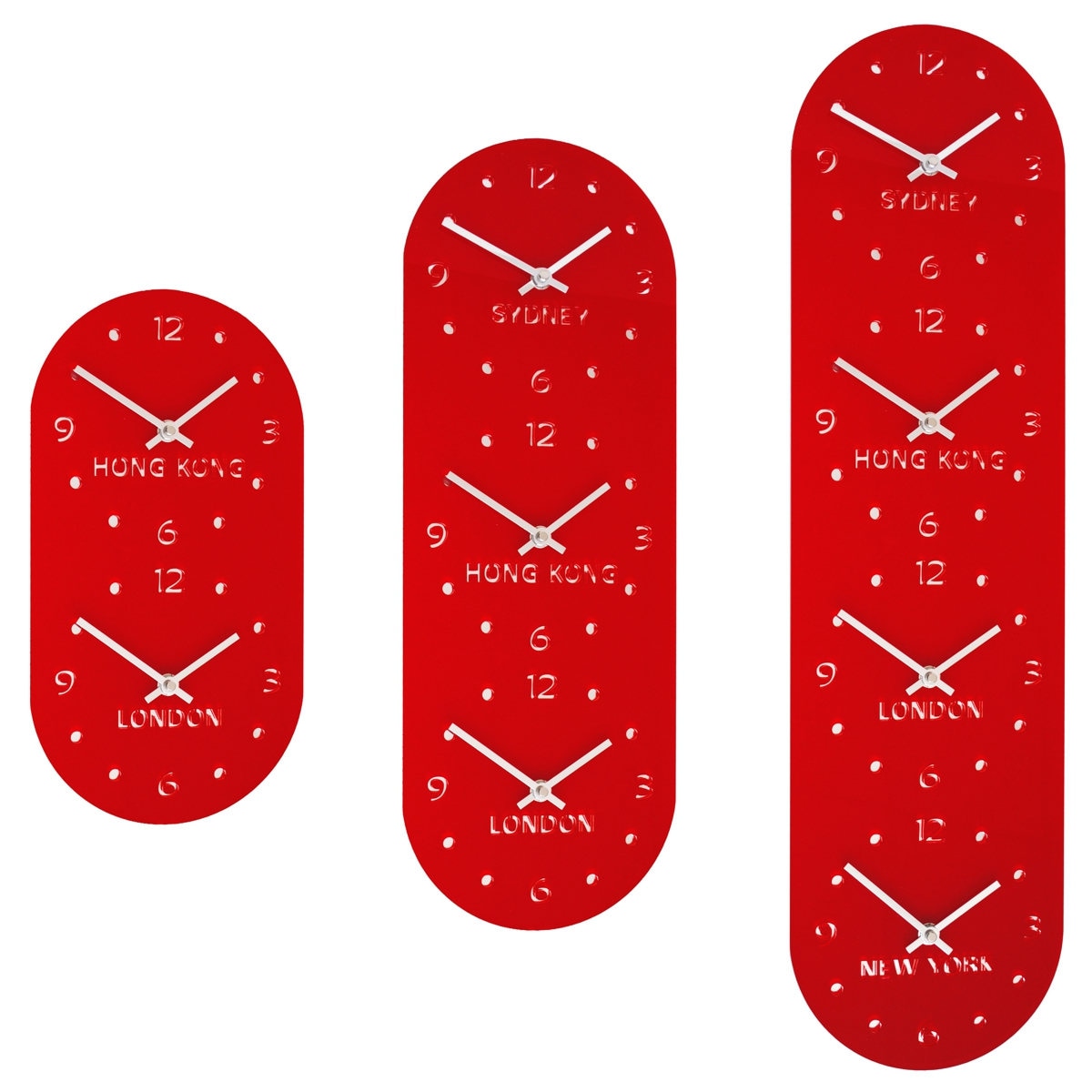 Red Gloss Acrylic Personalised Retro Timezone Wall Clocks - Etsy