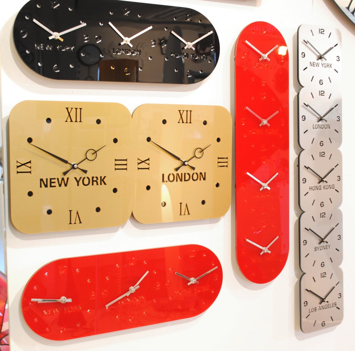 Red Gloss Acrylic Personalised Retro Timezone Wall Clocks - Etsy